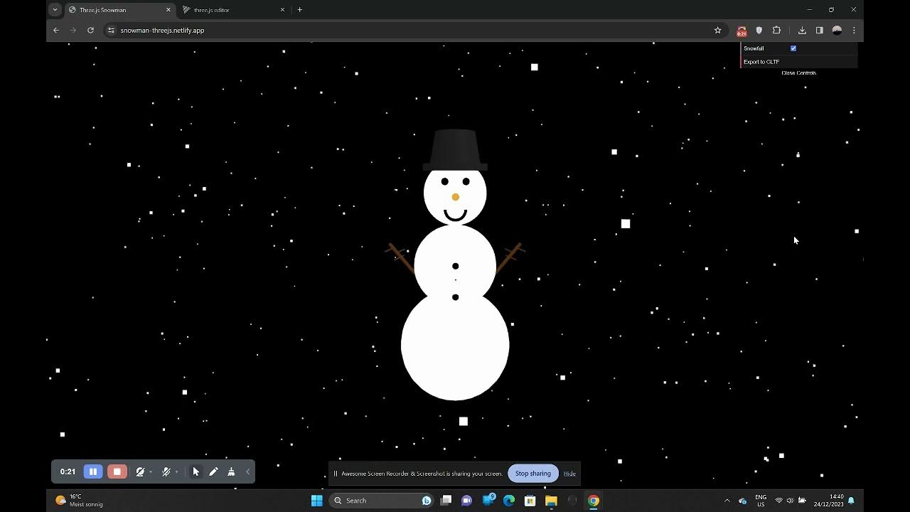 Snowman + Snow in Three.js - YouTube