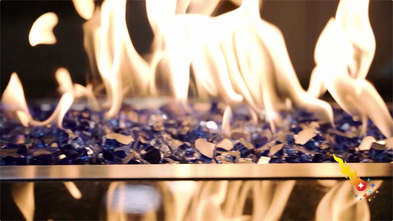 1/2" Reflective Tempered Fire Glass - Meridian Blue - YouTube