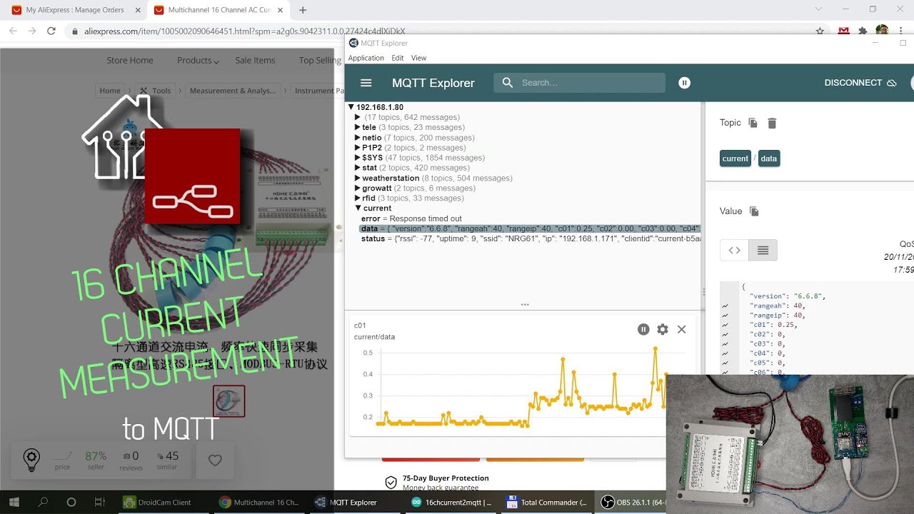 16 channel modbus current sensor to MQTT - YouTube