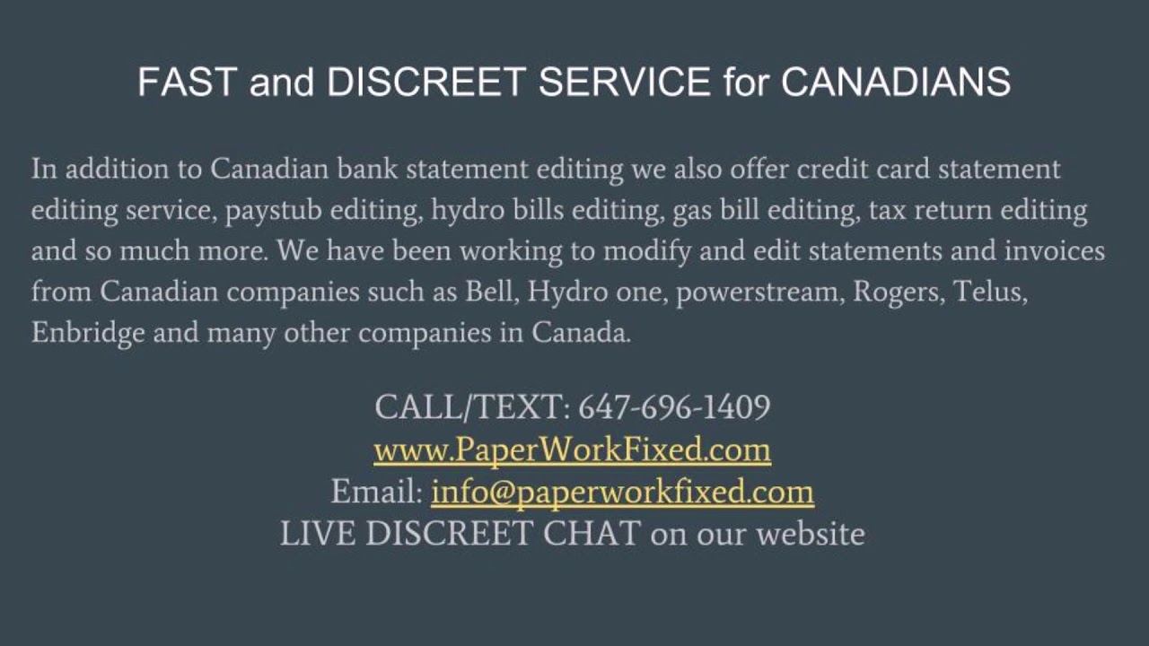 Canada Bank Statement Credit card statement editing - YouTube