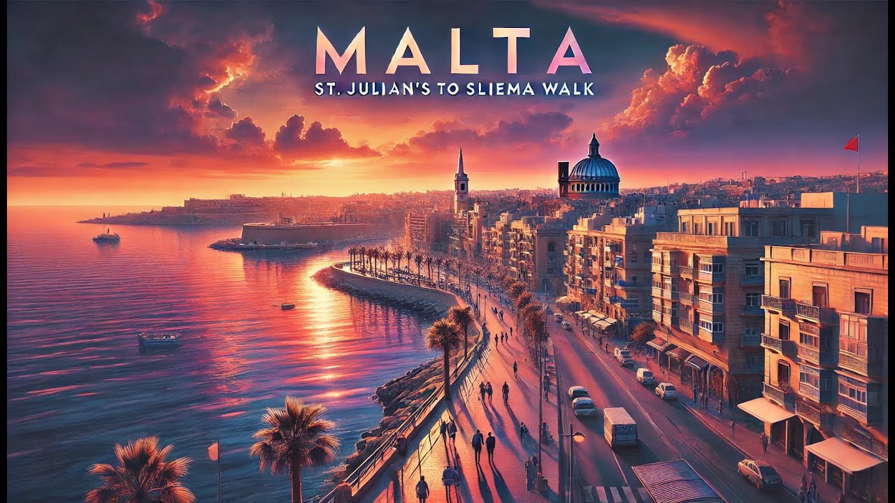 🇲🇹 Coastal Walk in Malta | St. Julian’s to Sliema Promenade | Winter in ...