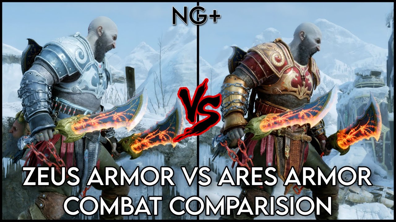 ZEUS ARMOR VS ARES ARMOR COMBAT COMPARISON | GOD OF WAR RAGNAROK NG ...