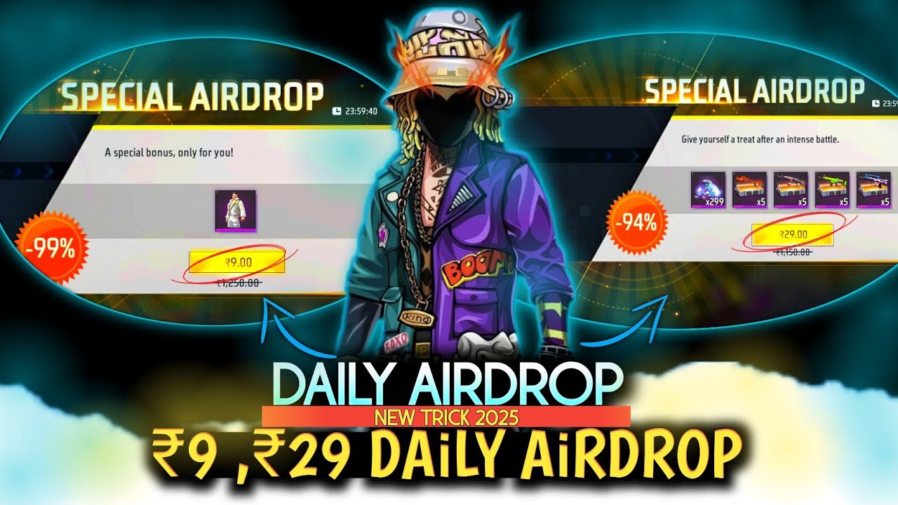 Daily ₹9 & ₹29 Rupees Special Airdrop Trick Free fire - Get 9 and 29 rs ...