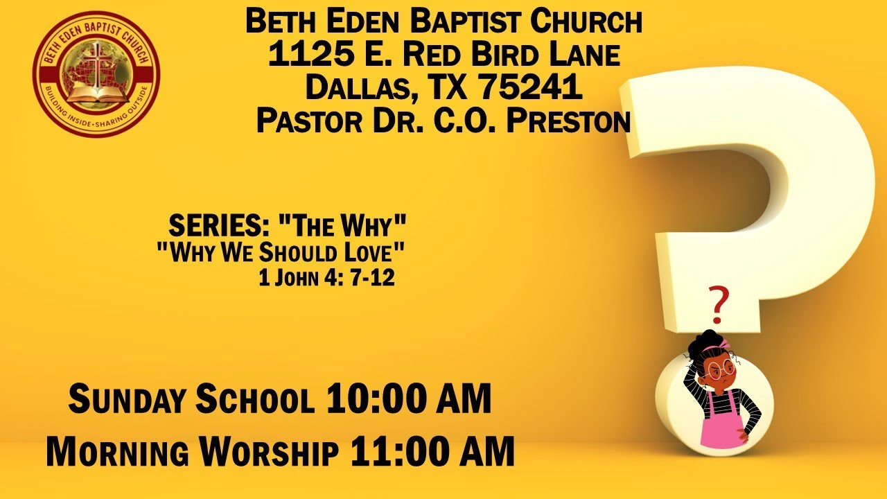 Beth Eden Baptist Church Dallas, TX Streaming Live 11am Oct 12, 2025 ...