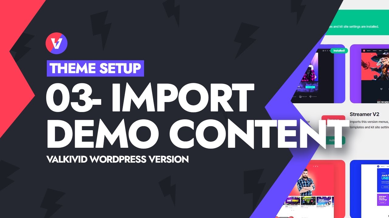 Theme Setup - 03 Import Demo Content - Valkivid - WordPress Theme for Content Creators - YouTube