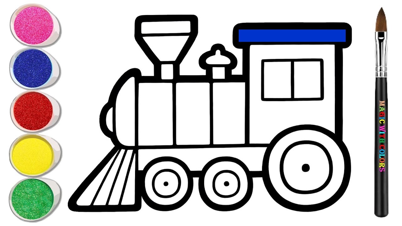 How to draw Train for kids and toddlers, easy train drawing for kids ...