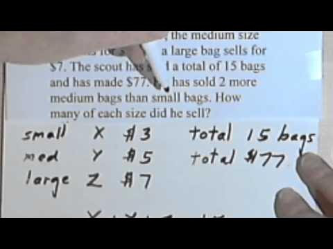 Solving 3x3 Systems of Equations, word problems 070-11 - YouTube