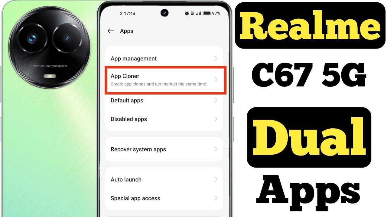 How to enable dual apps in Realme C67 5G || Realme C67 5G me dual apps ...