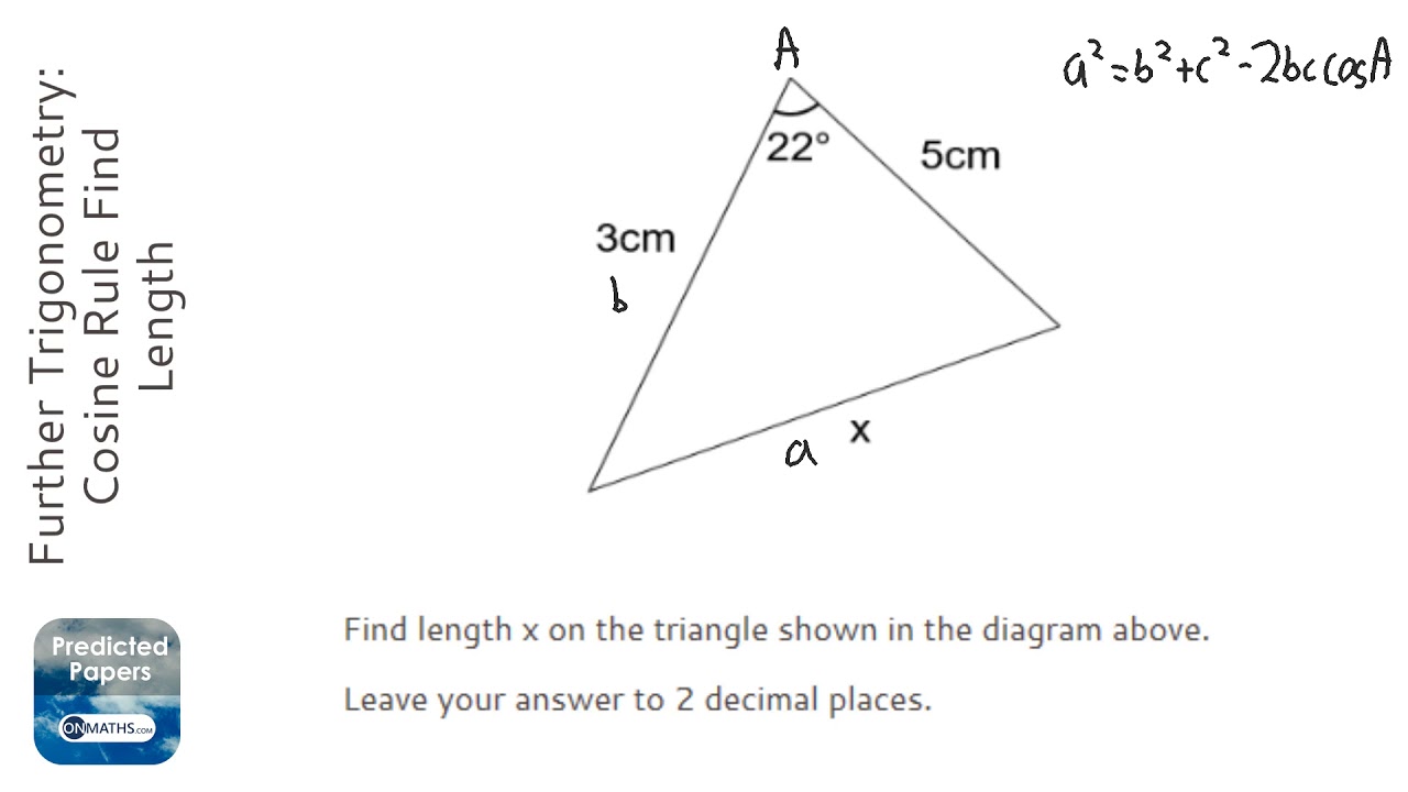 Further Trigonometry Cosine Rule Find Length Grade 7 OnMaths GCSE