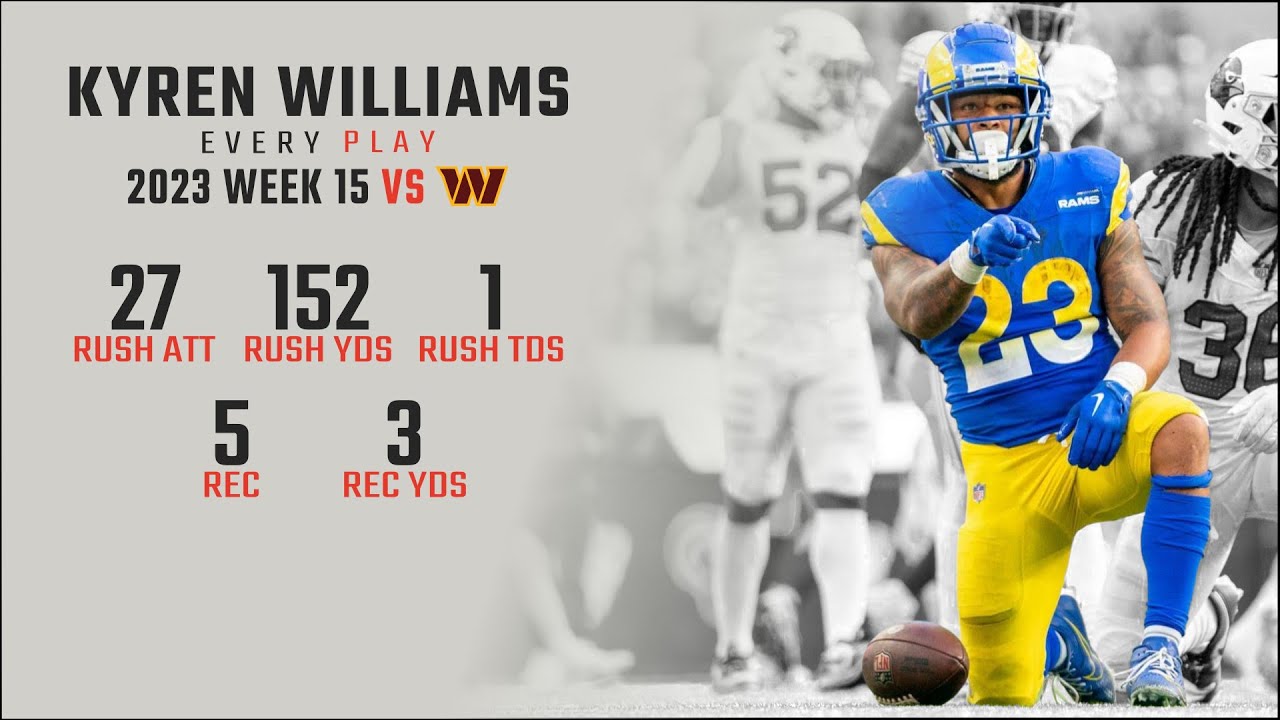 Kyren Williams Week 15 | Every Run, Target, and Catch vs Washington ...