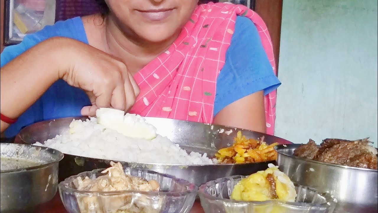 SIMPLE VEG PLATTER | 6 TYPE OF FOOD | Rice, Alu Bhaja, Alu Bharta ...