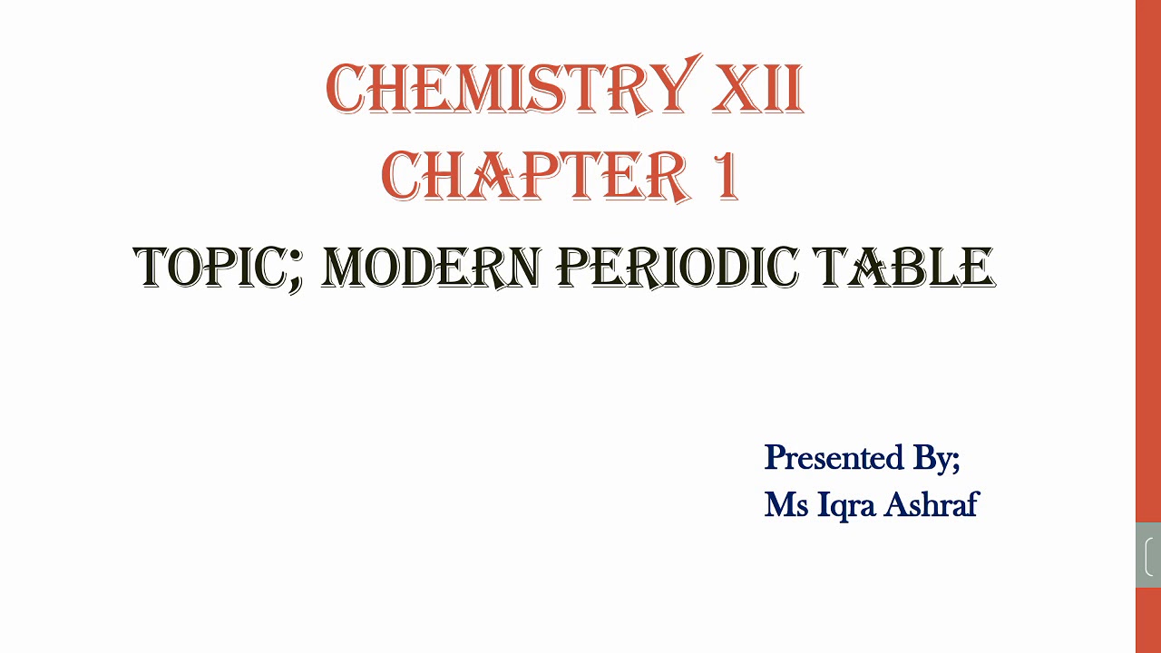 Chemistry (Fsc part2) Lec#02 chapter 1 Modern Periodic Table - YouTube