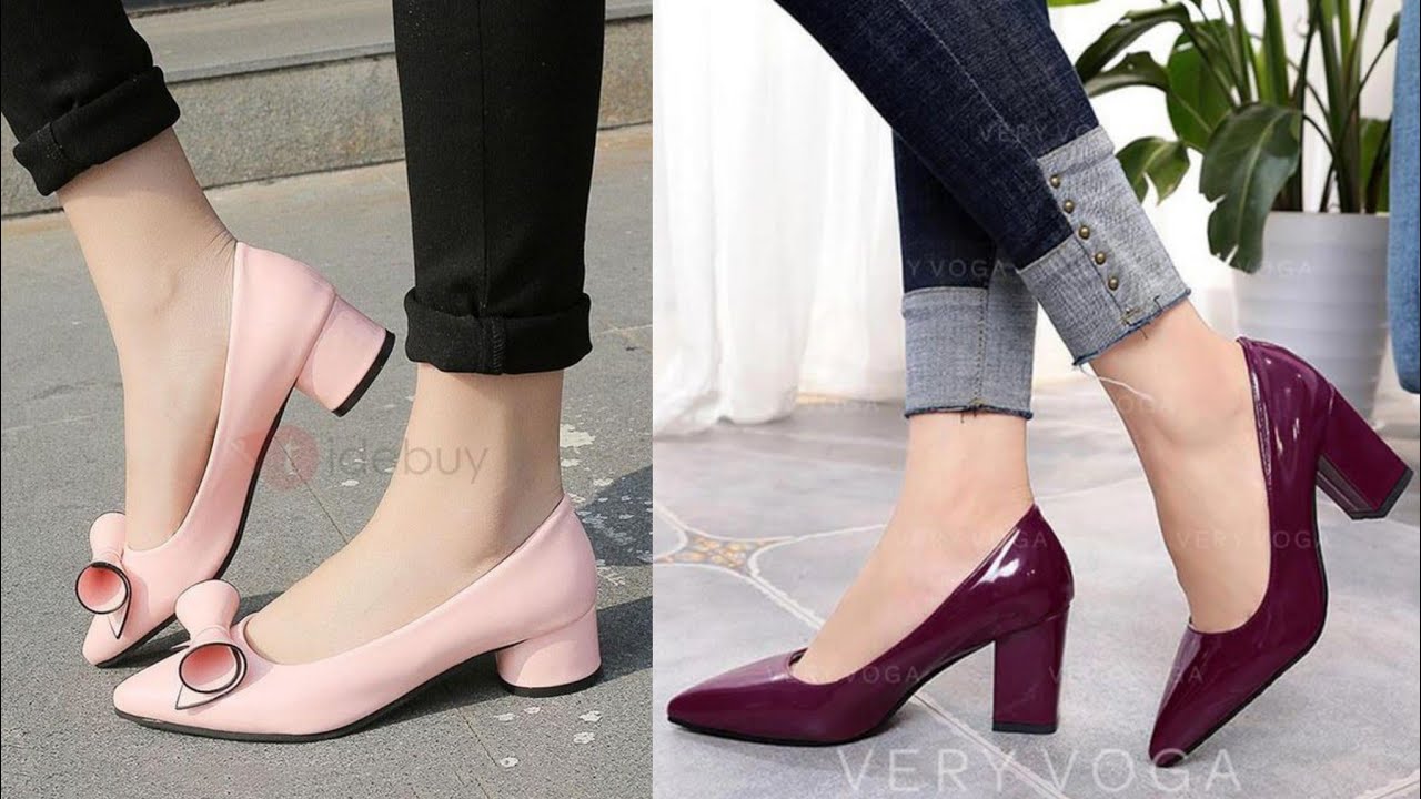 Latest block mid Heel Pumps shoes design Collection for working Women ...