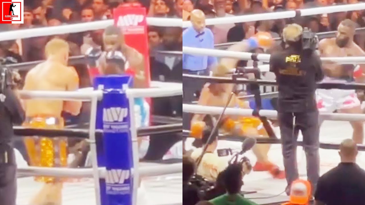 MUST SEE! CROWD VIEW OF JAKE PAUL GETTING ROCKED BY TYRON WOODLEY - YouTube