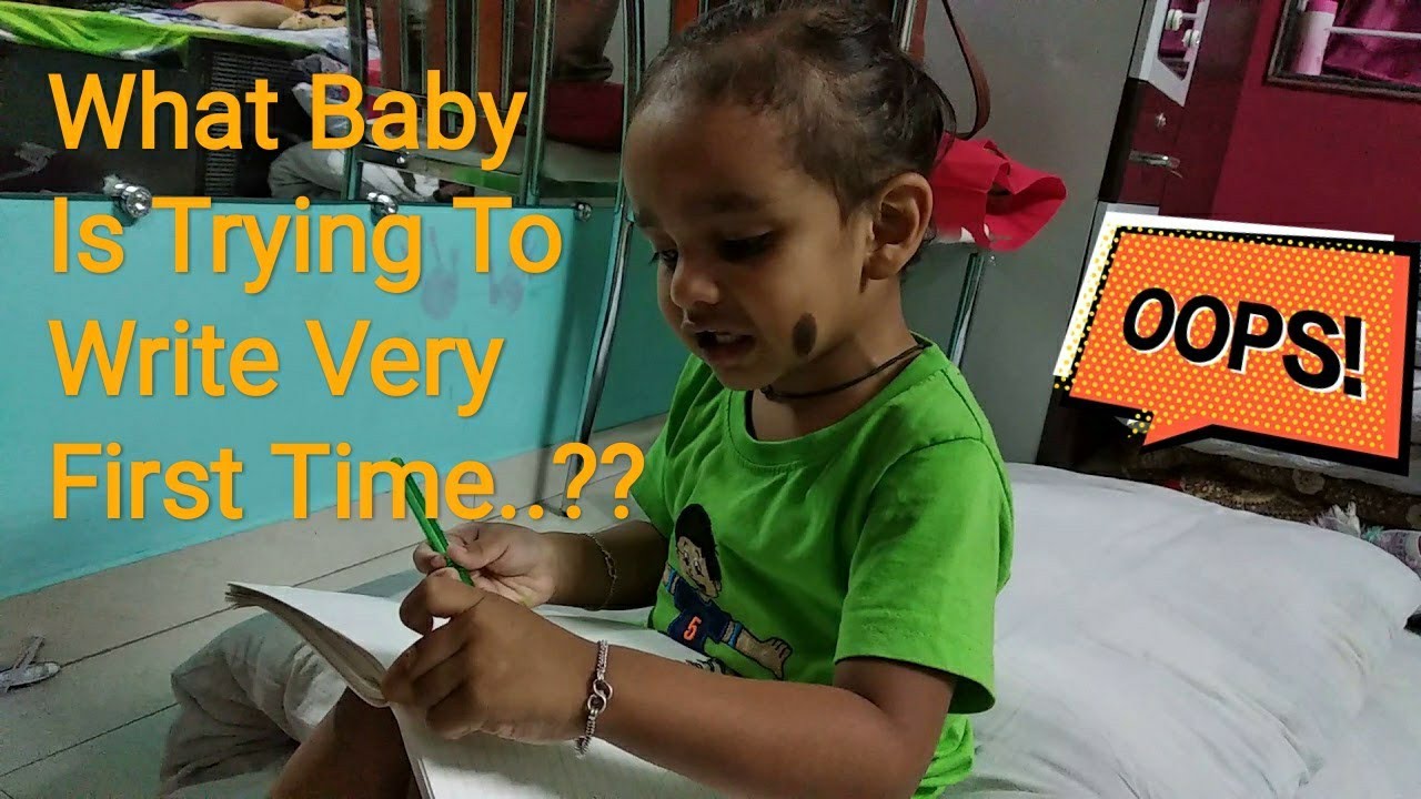 Baby writing with pencil |What Baby Is Trying To Write Very First Time ...