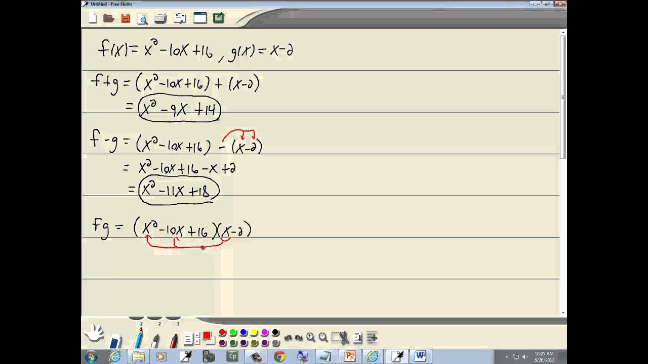 College Algebra Homework Combinations Of Functions P0492680 Youtube