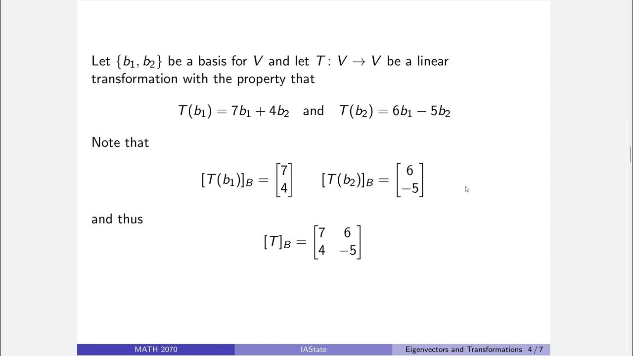 MATH 2070 (Online) - Eigenvectors and Linear Transformations - YouTube