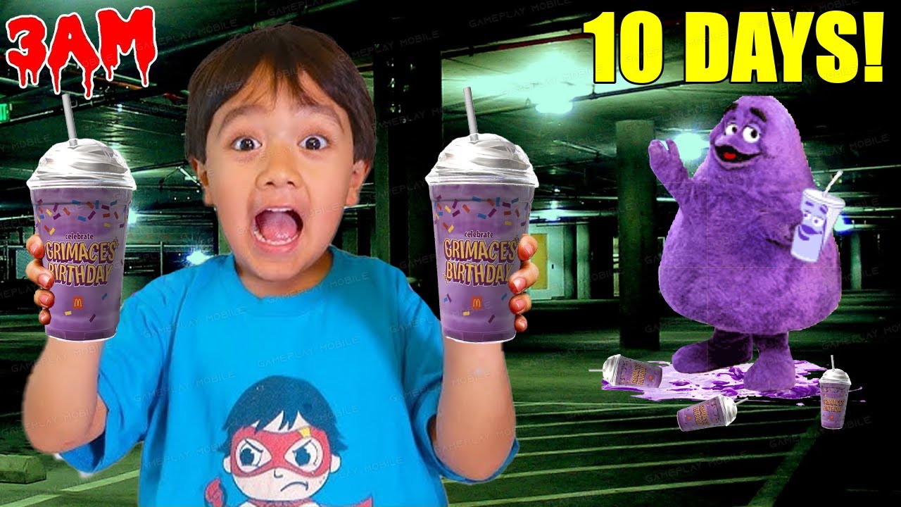 Ryan's World 10 Days with Grimace Shake Challenge in Real Life - YouTube