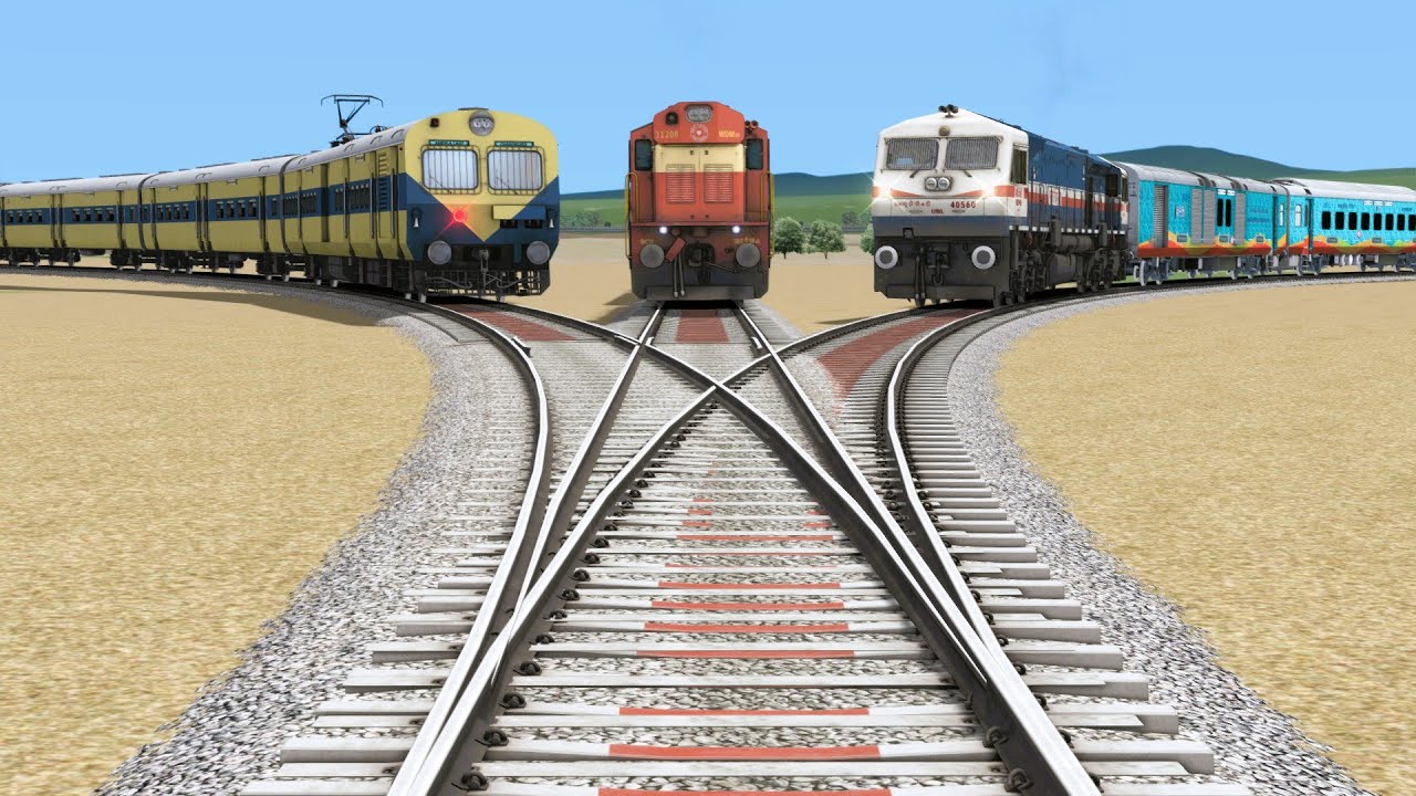 Three Super Trains crossing each other at Same Track | Forked Railroad ...