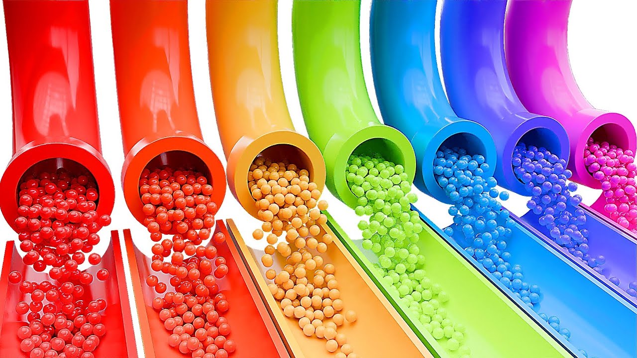 Rainbow 3d balls from tubes. Blender simulation, who is faster marble ...