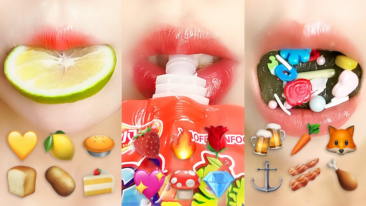 💋1 Hours of Satisfying ASMR Eating Emoji Food Challenge Compilation ...