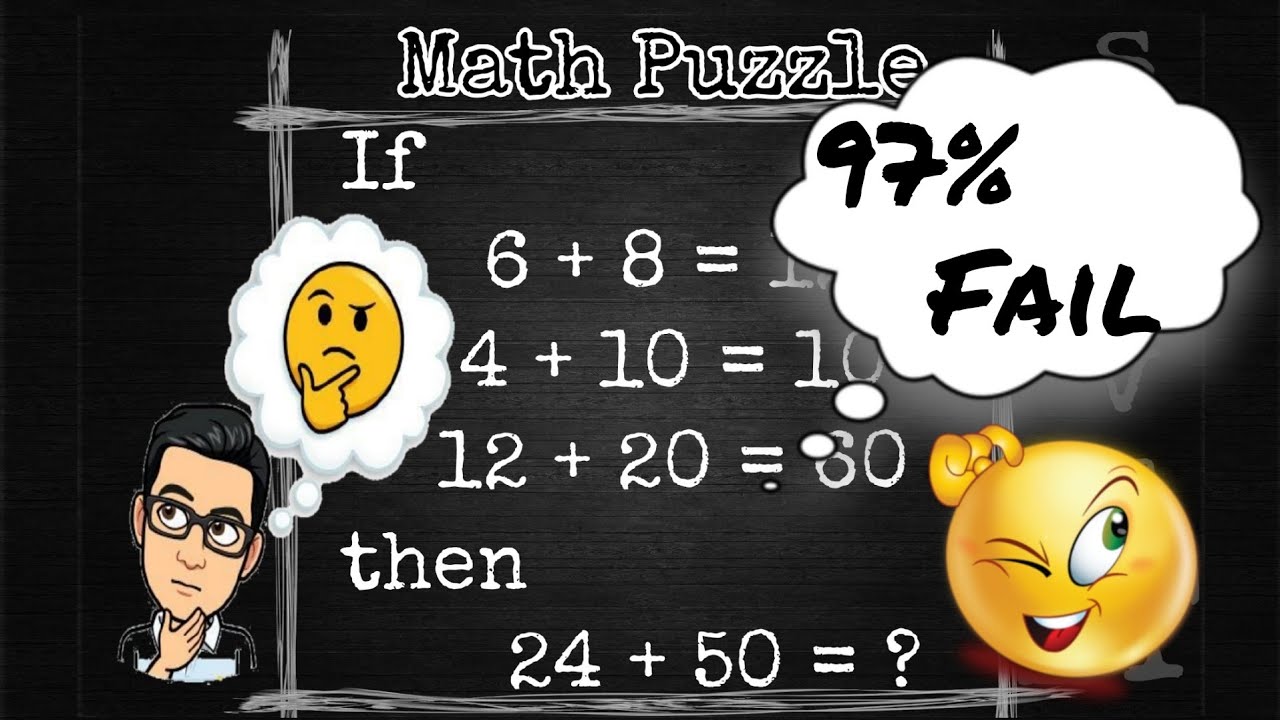 Math Puzzles EP.-1 6+8=12 , 4+10=10 , 12+20=60 then, 24+50=? - YouTube