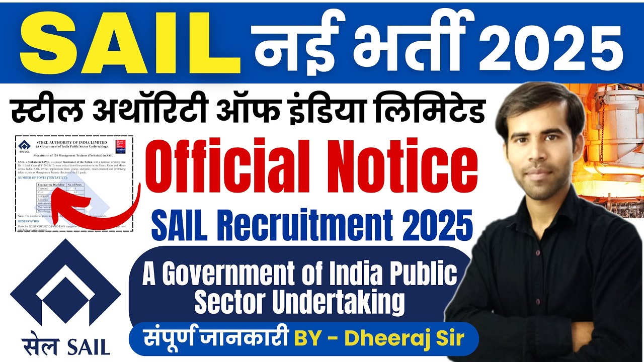 SAIL नई भर्ती 2025 | SAIL Recruitment 2025 STEEL AUTHORITY OF INDIA ...