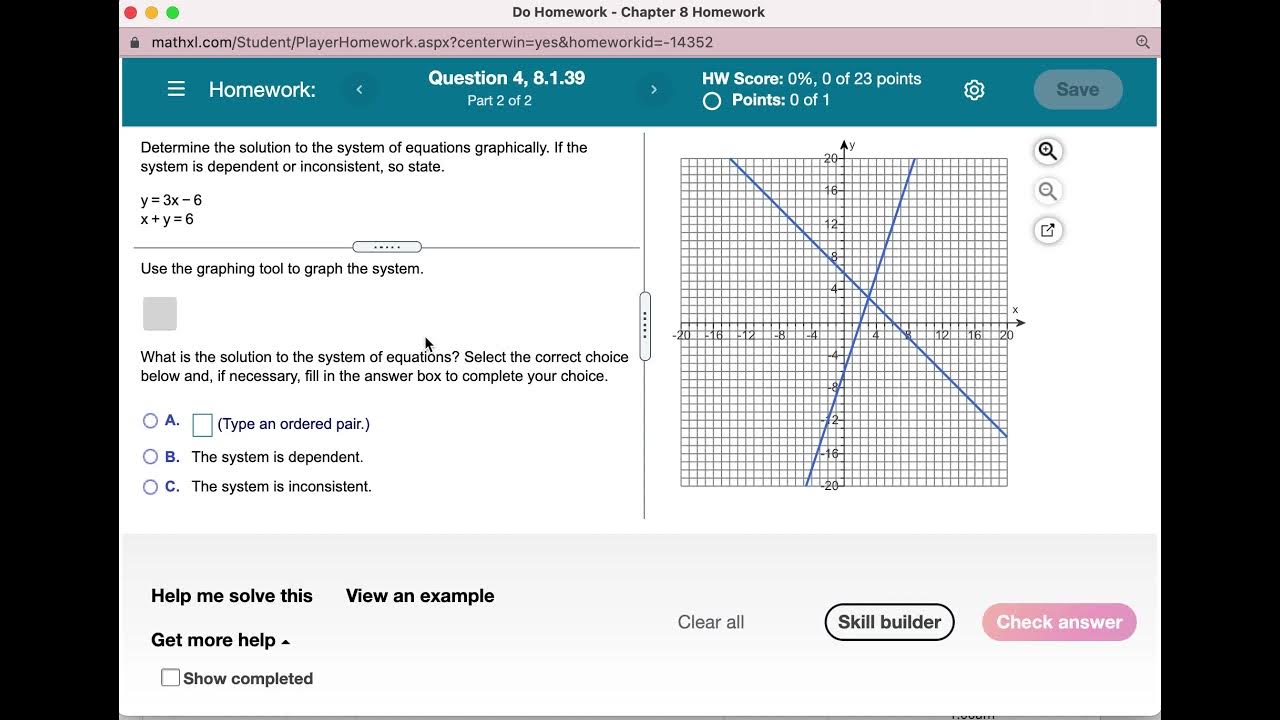 Graphing a System of Equations in MyMathLab - YouTube