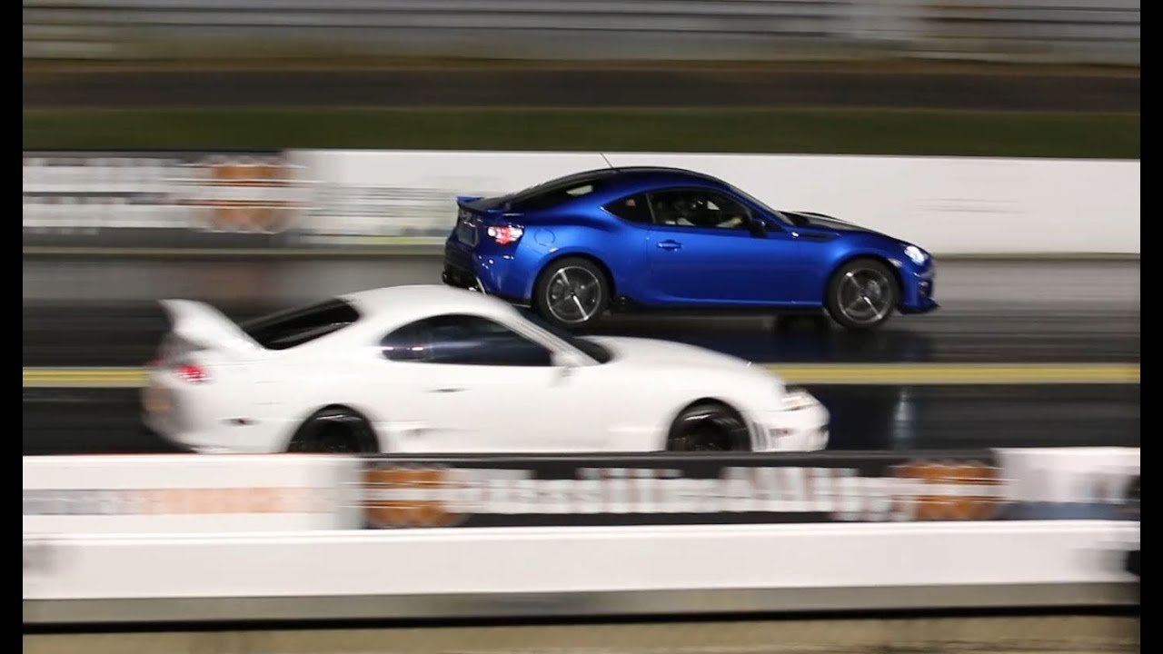 Subaru BRZ drag racing 1/4 mile 16.1 Vs Toyota Supra - YouTube