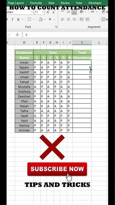 Count Attendance in Excel || #shorts #shortsvideo #youtubeshorts - YouTube