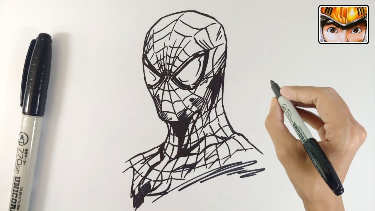 How to draw Spiderman with MAKERS PEN - Step by step tutorial - YouTube