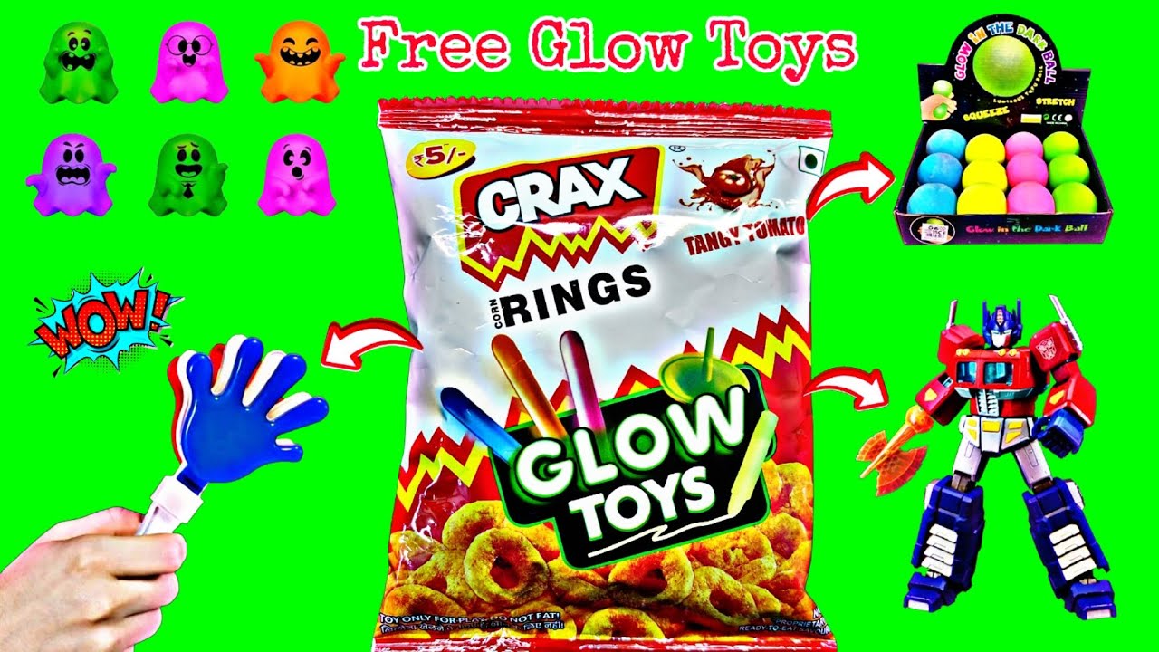 Crax Rings Now With Glow Toys Inside | Snacks Unboxing | Fun Unbox ...