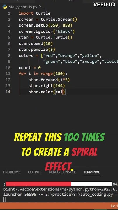 How To Create A Stunning Star With Python Turtle Python Pythonprogramming Shorts 8413