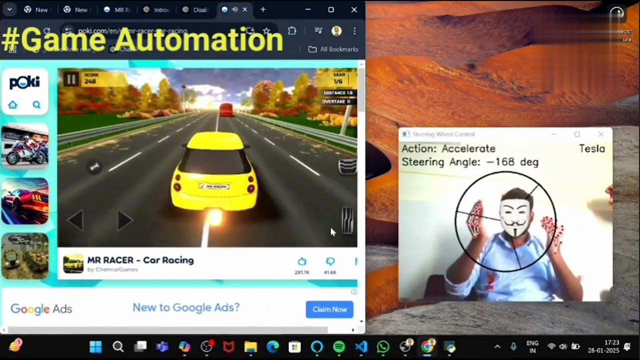 Game Automation Hand Gesture Steering Wheel Control | Python & OpenCV Computer Vision project ...