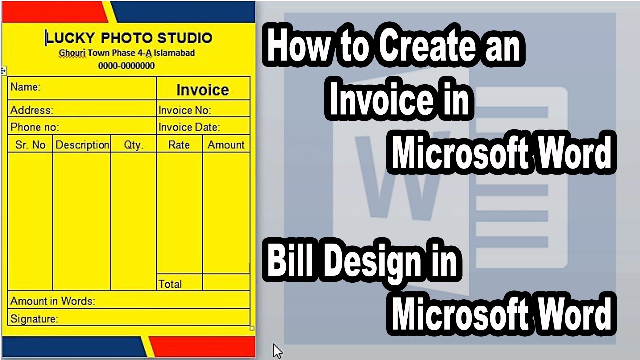 How To Make Invoice In MS Word | How to make bill book in ms word|Ms ...