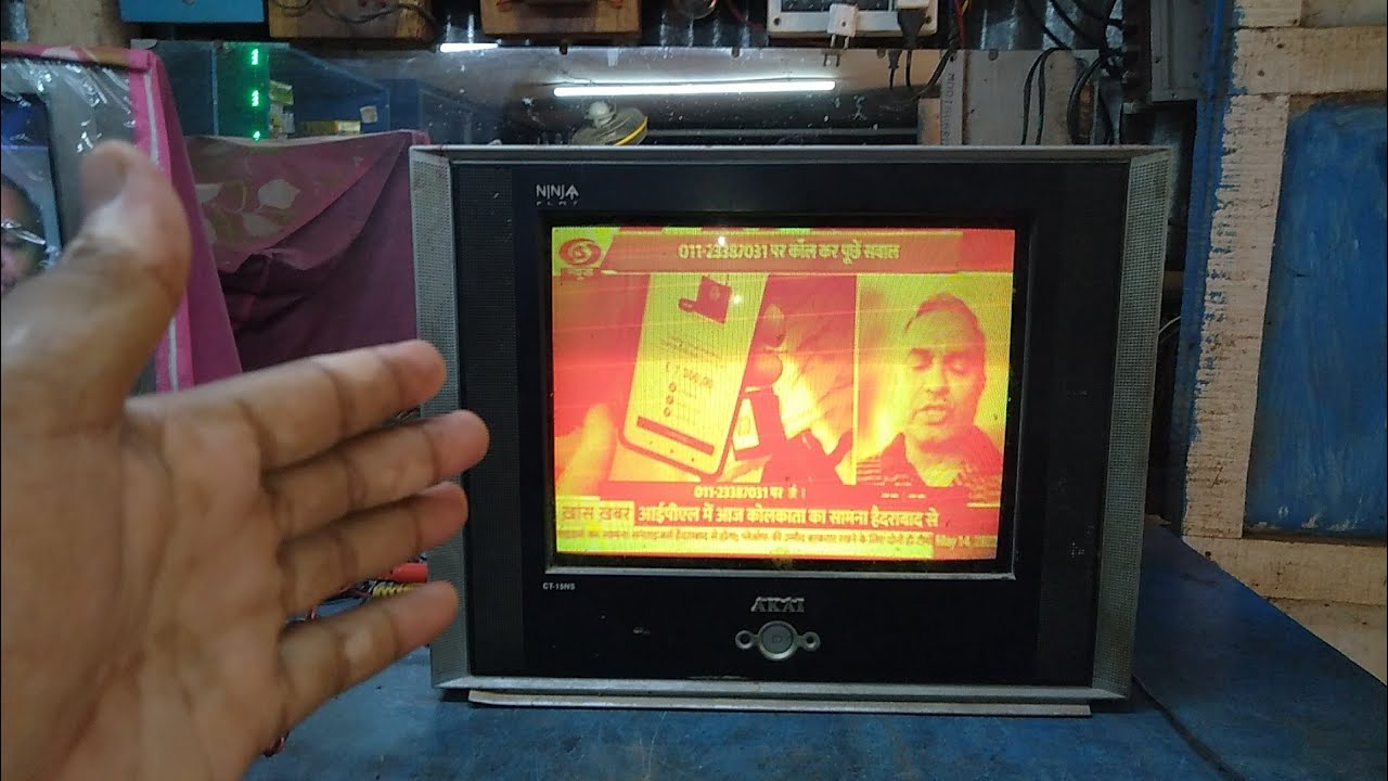 AKAI 15 inch CRT TV, yellow colour picture, red colour high, picture ...
