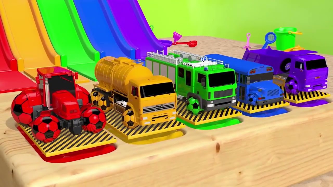 Apprenez les couleurs avec un véhicule de rue et une voiture jouet ...
