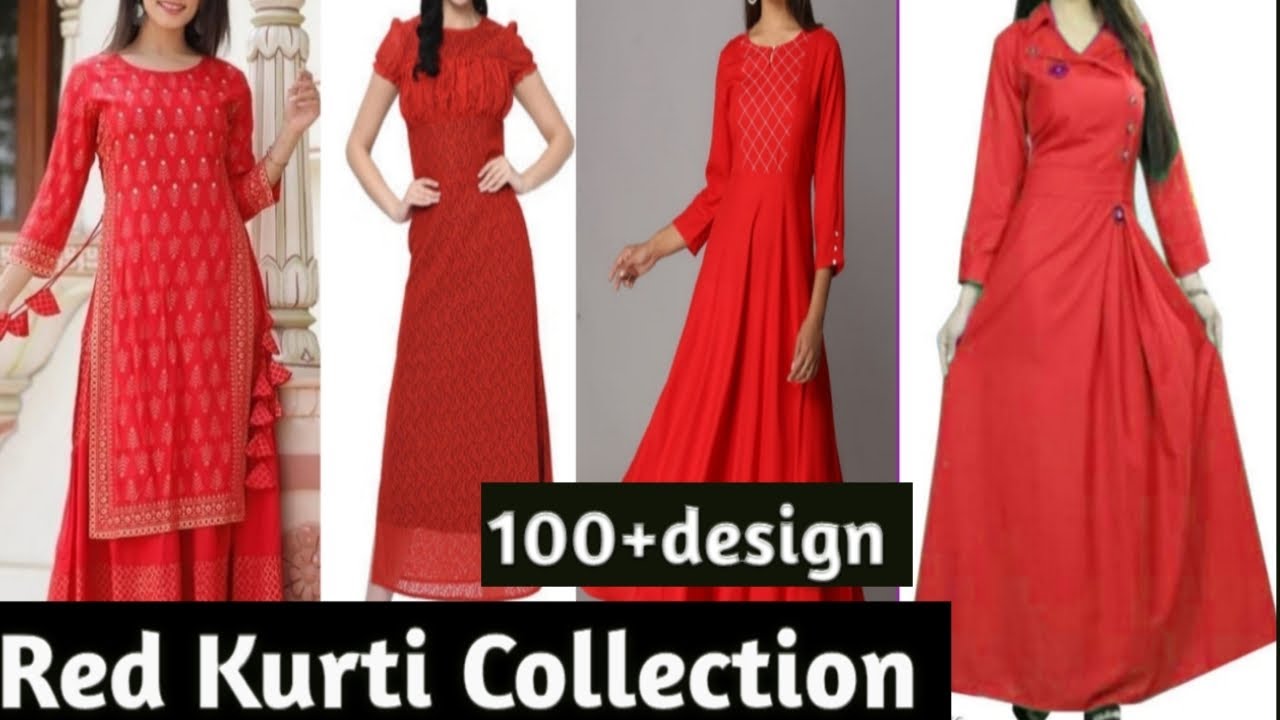 Red colour kurti collection /red colour combination kurtis and kurta # ...