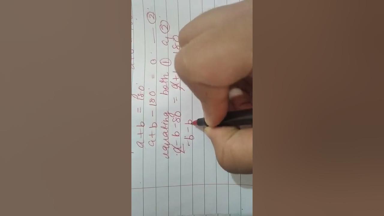 in the adjoining figure angle AOC AND BOC FORM A LINE AB IF a-b=80 find a and b - YouTube