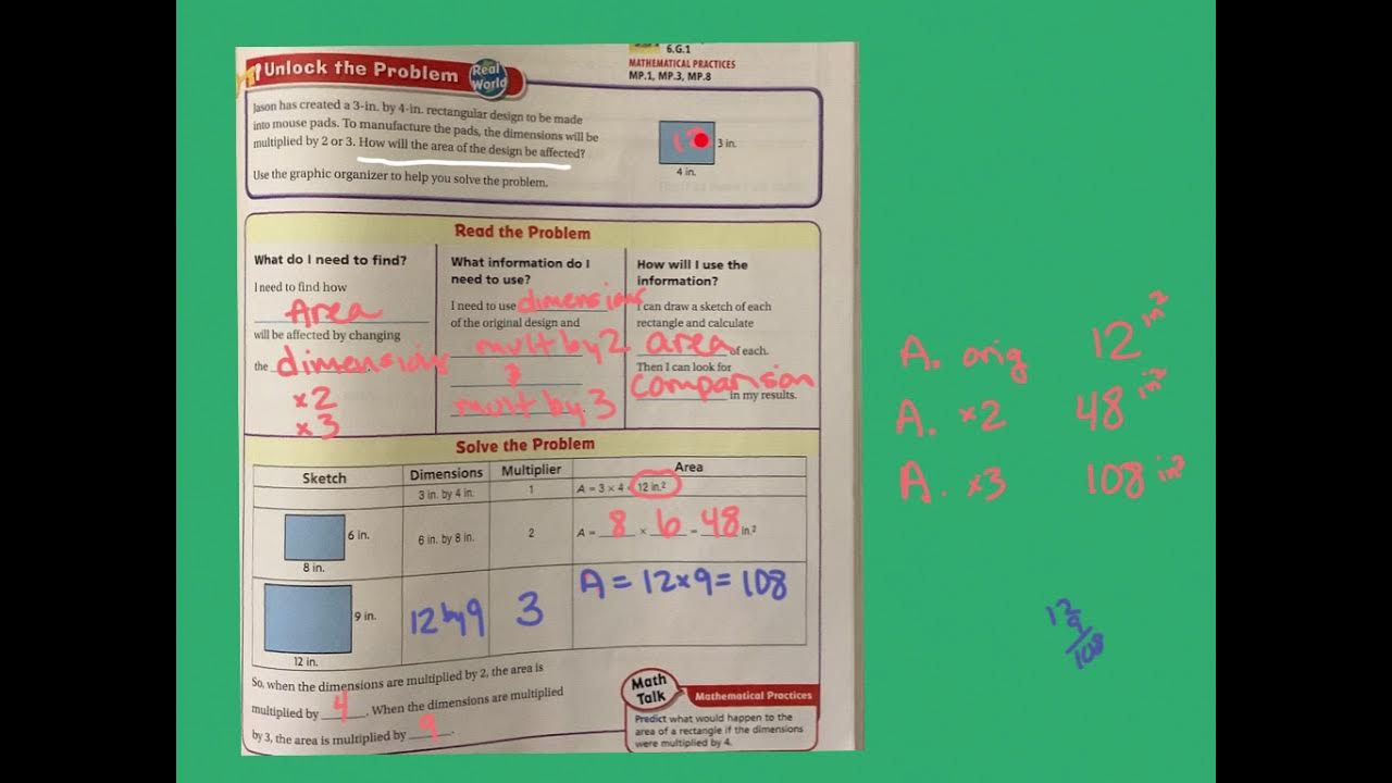6th Grade GoMath lesson 10.8 problem solving change dimensions - YouTube