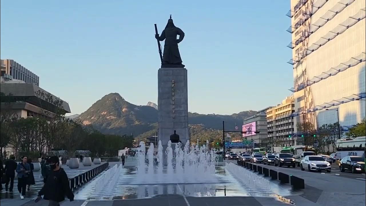 광화문광장 이순신 장군 동상 앞 분수대 Youtube