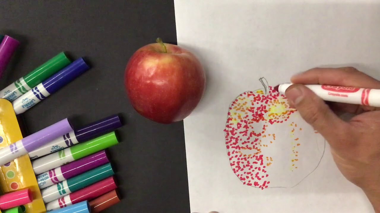 Pointillism apple - YouTube