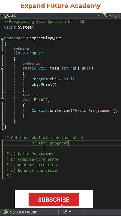 Solution For Programming Quiz Questions Q18 Expand Future Academy Shorts Csharp Dotnet 