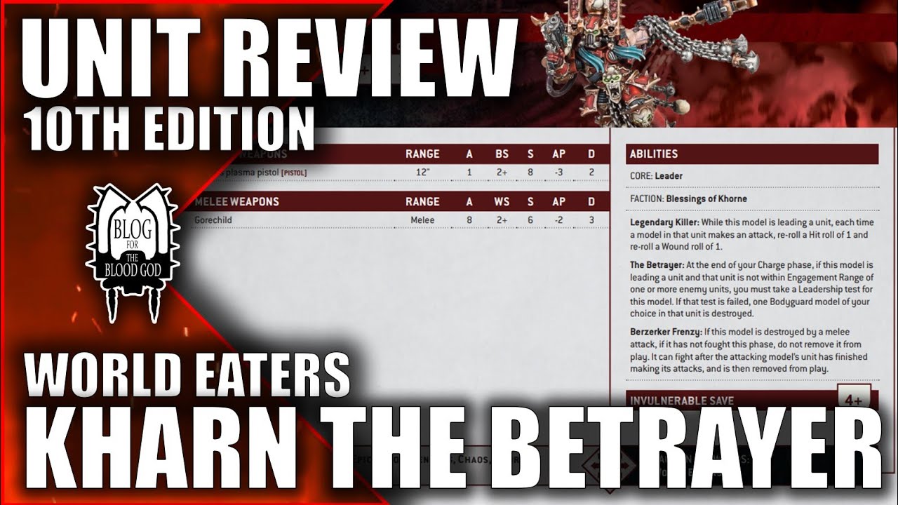 Kharn The Betrayer Datasheet Review - 10th Edition - World Eaters - YouTube