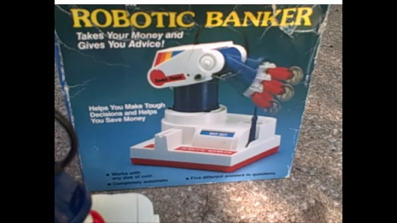 Vintage Radio Shack Robotic Banker 1980s- Robot Toy Gives Advice - YouTube