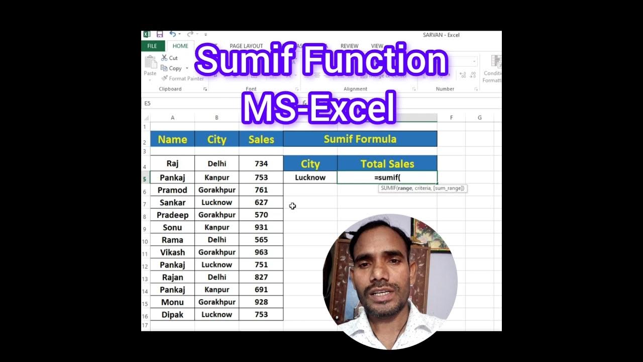 Sumif Function in MS-Excel || Sumif #shorts - YouTube
