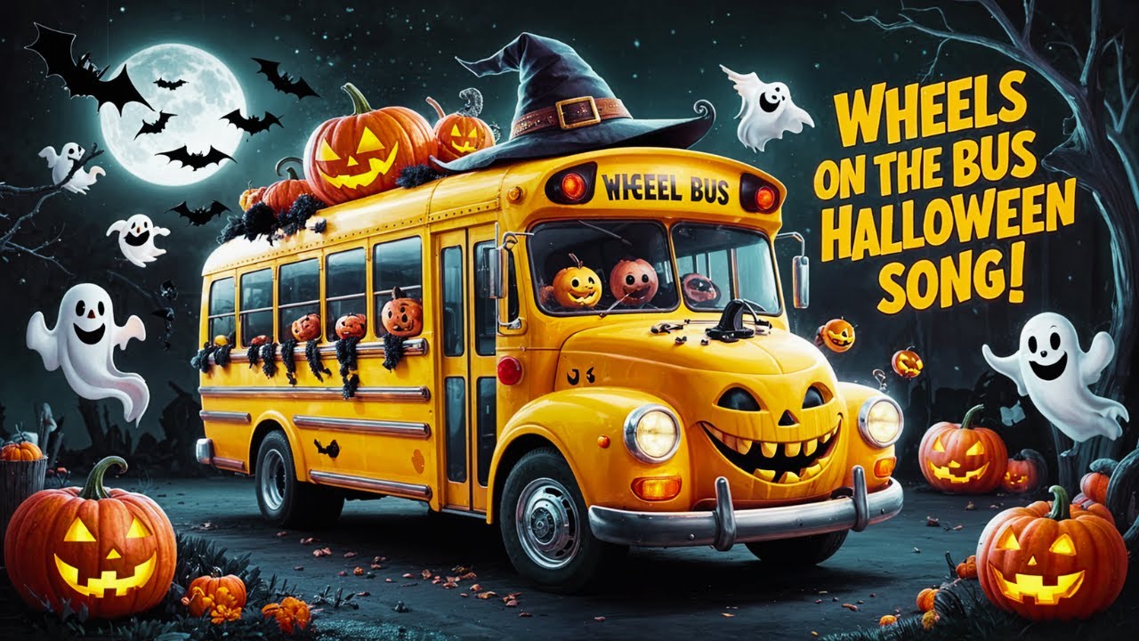 Wheels on the Bus Halloween song | Wheels on the Bus Song for Kids ...