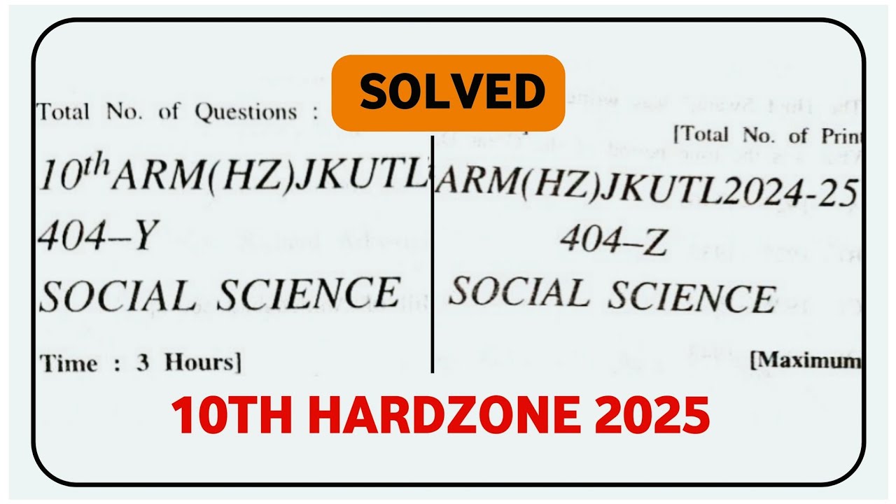 jkbose class 10th sst paper hardzone 2025 | jkbose class 10th hardzone ...