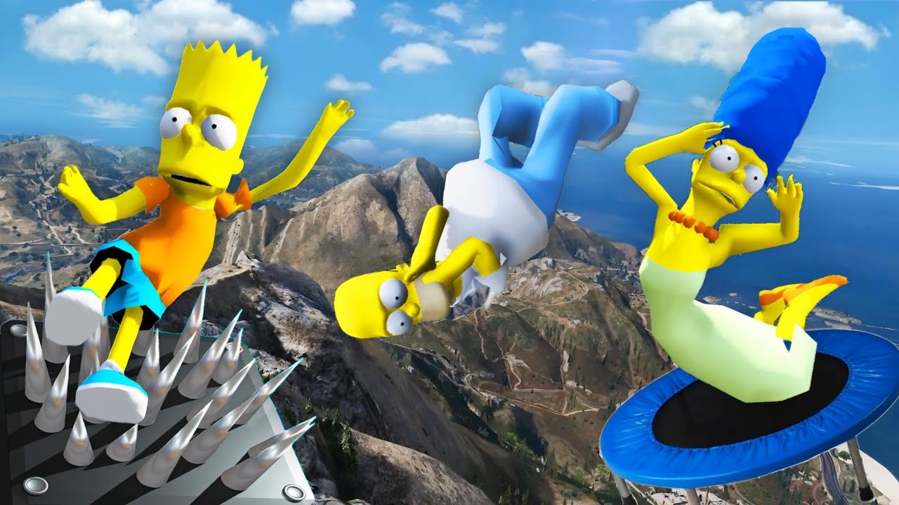 The Simpsons Funny Ragdoll & Fails with Homer, Bart, Marge, Lisa In Gta ...