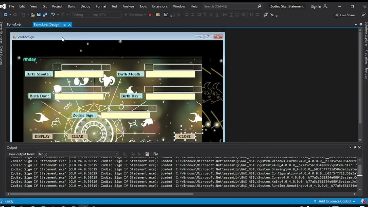 Zodiac Sign using If Statement | Visual Studio 2019 - YouTube